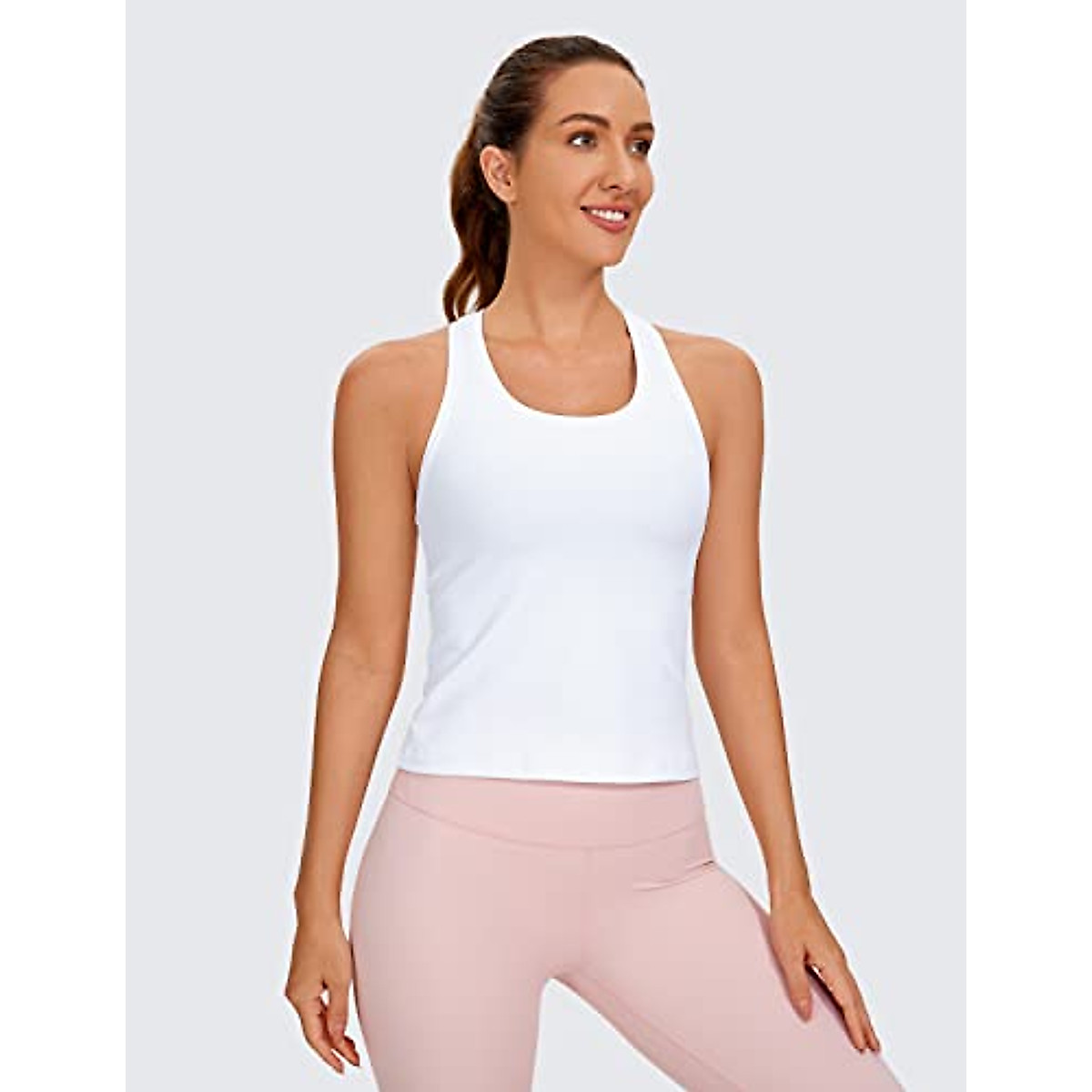 CRZ YOGA Butterluxe Racerback Workout Tank Tops for Women Sleeveless Gym Tops Athletic Yoga Shirts Camisole White Small