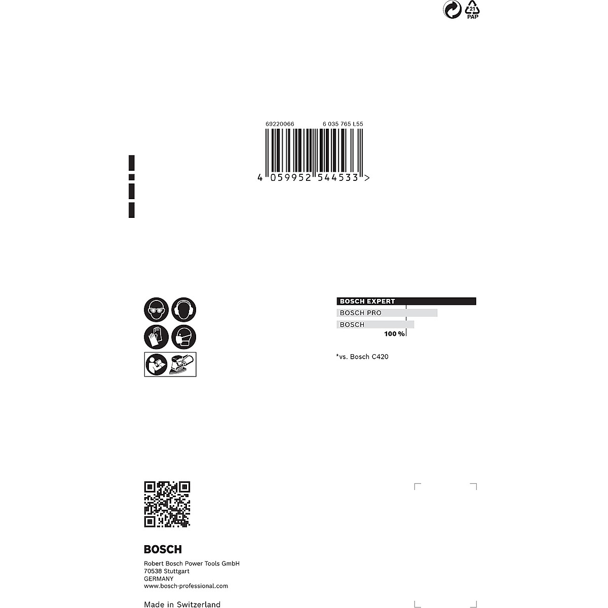 Bosch Professional 10x Expert C470 Sandpaper (for Hardwood, Paint on Wood, 100x150 mm, Grit 60, Accessories Multi Sander)