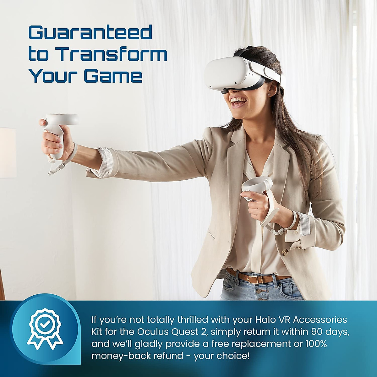 Halo VR for Meta Quest 2, Accessories Bundle - Head Strap Plus 2 Knuckle Straps & 2 Anti-Drop Wristbands - Adjustable for Ultimate Comfort, Oculus/Meta Quest 2 Not Included