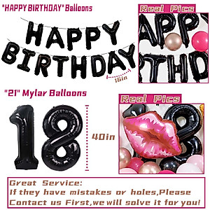 Dreamy Space 18th Birthday Decorations, Pink Black Rose Gold, Happy Banner, 18 Balloon Numbers, Women Party Decor, Girls Bday Decorations
