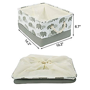 uxcell Storage Basket Bin with Cotton Handles, Fabric Storage with Drawstring Closure for Clothes Towel Toys Organizer,Laundry Basket for Home Shelves Closet Gray Medium