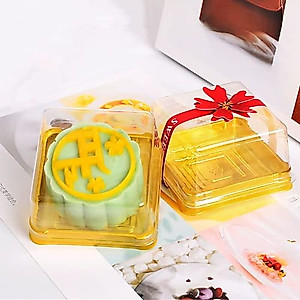 50 Pack Gold bottom Clear cover plastic mini cake box - muffin box - moon cake box - mung bean cake snow Mei Niang box（bottom 2 Inch X high 1-1/2 Inch）