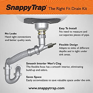 Snappy Trap 1 1/2" Drain Kit for Single Kitchen Sinks, Bar Sinks and Laundry Sinks