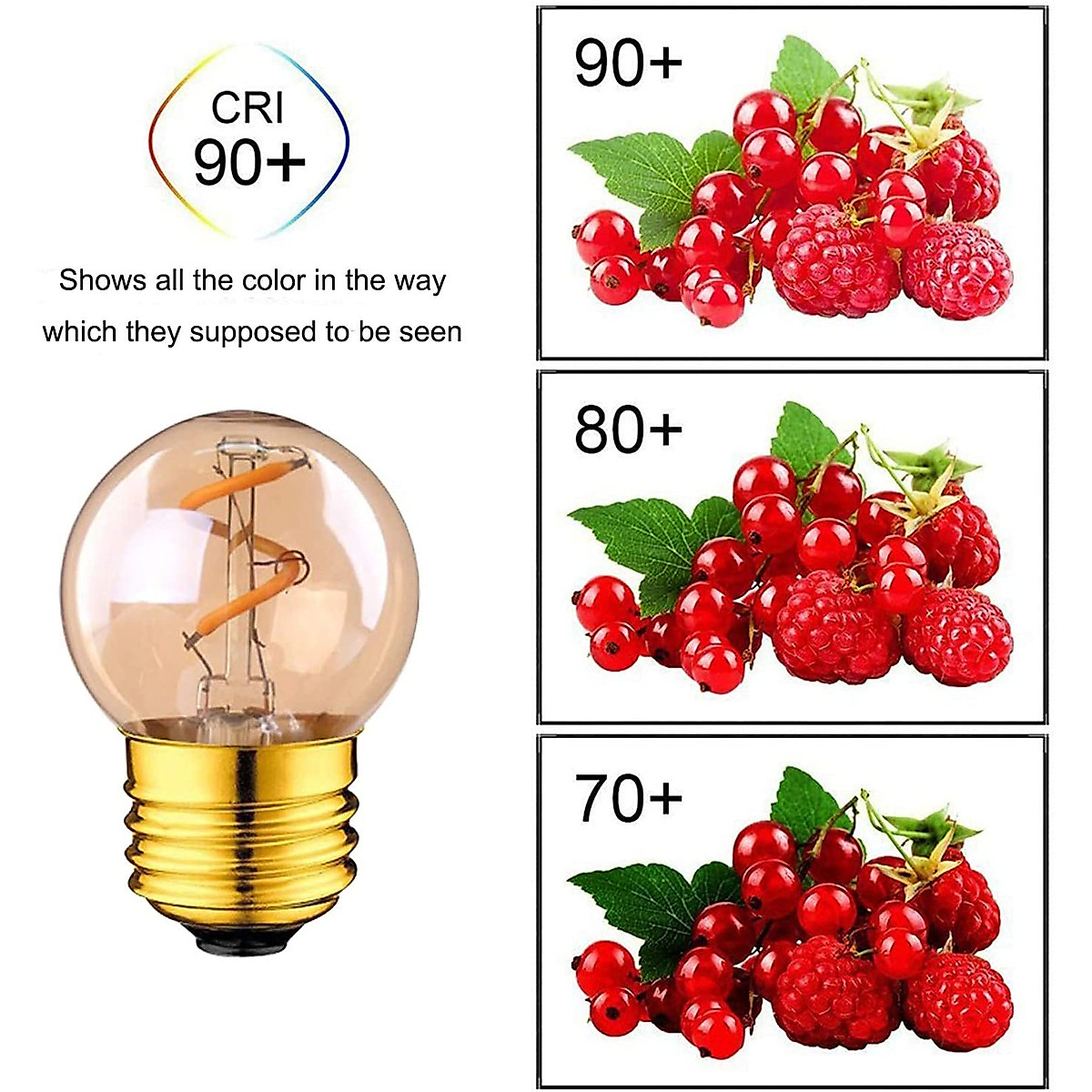 Qixivcom 2W G40 LED Filament Light Bulb Dimmable(5-Pack)- E26 Mini Led Bulb 120V 20W Equivalent LED Edison Light Bulb 2200K Warm White Decorative Lights Bulb Amber Glass Outdoor Lighting for Bar Home