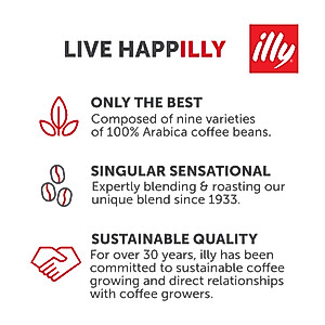 illy Decaffeinated Ground Espresso Coffee, Classic Medium Roast with Notes of Toasted Bread, 100% Arabica Coffee, No Preservatives, 8.8 Ounce Can (Pack of 2)