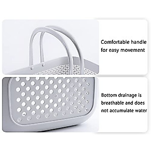 2 Pcs Portable Shower Caddy Tote, Plastic Storage Caddy Basket with Handle for College, Dorm, Bathroom, Garden, Cleaning Supplies, Gray