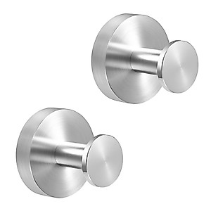 JAAWAN (2-Pack) Brushed Nickel Round Towel Hooks Wall Mounted, SUS304 Stainless Steel Bath Robe Towel Hooks for Bathroom Coat Clothes Hooks