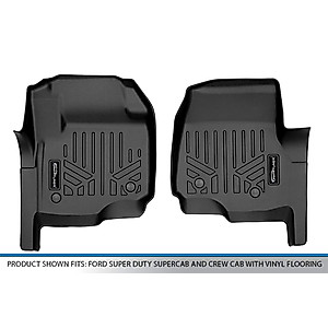 MAXLINER Custom Floor Mats 1st Row Liner Set Black Compatible with 2017-2022 Ford Super Duty SuperCab and Crew Cab with Vinyl Flooring