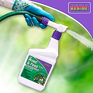 Bonide Liquid Weed & Feed 20-0-0, 32 oz Ready-to-Spray Weed Control and Fertilizer for Outdoor Lawn & Garden Use