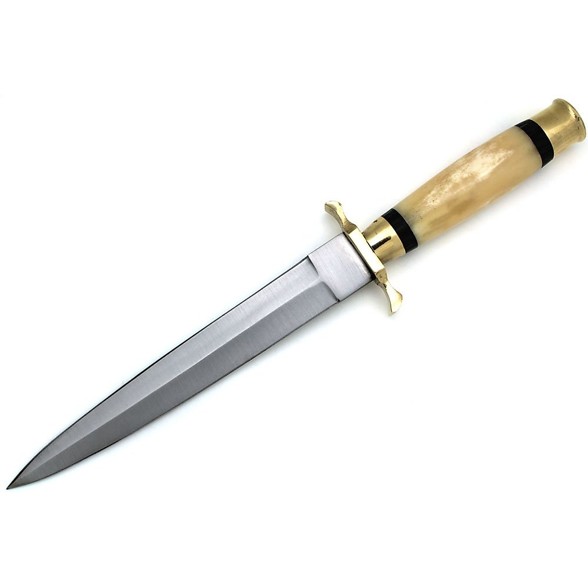 Wild Turkey Handmade Dagger Style Fixed Blade Hunting Knife w/Leather Sheath Hunting Camping Fishing Outdoors (Bone)