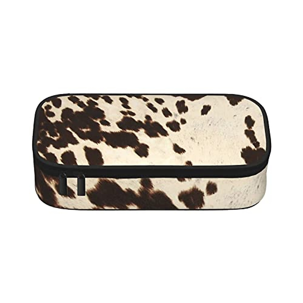 REDDATES Brown Cowhide Print Pencil Case Large Capacity Pencil Bag, Portable Pencil Pouch for Boys Girls Adults and Office, 8.3" L x 3.9" W x 2" H