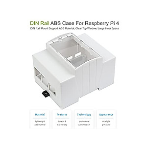 waveshare for Raspberry Pi 4 Case,DIN Rail ABS Case for Raspberry Pi 4 Model B, Large Inner Space,Compatible with Raspbeery Pi Expansion Board PoE HAT (D), RS485 CAN HAT, 2-CH RS485 HAT