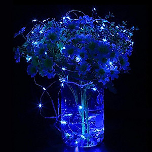 ErChen Remote Control Solar Powered Led String Lights, 33FT 100 LEDs Copper Wire Waterproof 8 Modes Decorative Fairy Lights for Outdoor Christmas Garden Patio Yard (Blue)