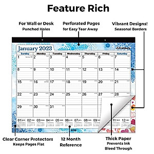 CRANBURY Large Deskpad Calendar 2023 - (Seasons) 17x22", Big 2023 Calendar 22x17, Large Desk Calendar or Wall Calendar, Colorful Monthly Designs, Includes Stickers