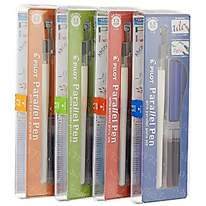 PILOT Parallel 4 Nib Calligraphy Pen Set, 1.5mm, 2.4mm, 3.8mm & 6.0mm Nibs, Includes 4 Black & 4 Red Ink Cartridges (90078)
