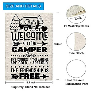 ZJXHPO Welcome To Our Camper Garden Flag Camping Gift Outdoor Yard House Banner Home Lawn Welcome (Welcome to camper)