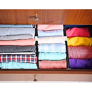 12 Pcs Drawer Dividers Organizer Adjustable Separators 4" High Expandable from 11"-17" Drawer Organization Separators Dresser Drawer Organizers Divider for Clothes Closet Kitchen Clothing Bedroom