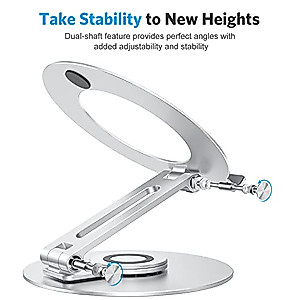 Adjustable Laptop Stand with 360 Rotating Base, OMOTON Ergonomic Laptop Riser for Collaborative Work, Dual Rotary Shaft Fully Foldable for Easy Storage, Fits MacBook / All Laptops up to 16 inches