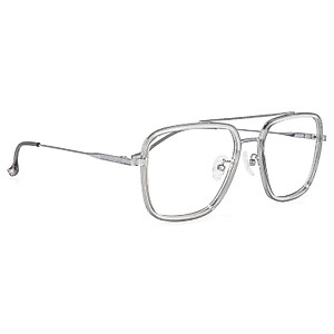 Zeelool Unisex Retro Metal Aviator Eyeglasses Frame for Women Men with Non-prescription Clear Lenses Nayeli Gray-Silver