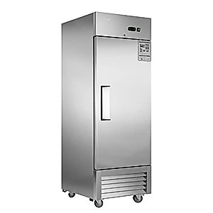JINSONG 27" Commercial Refrigerator with Single Solid Door, 23 cu.ft Stainless Steel Reach-in Refrigerator for Restaurant, Bar, Shop, Residential