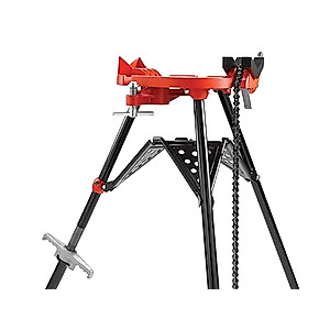 RIDGID 36278 Model 460-12 Portable TriStand Chain Vise with Integrated Folding Legs and Tool Tray, 1/8" to 12" Pipe Capacity