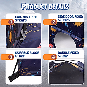 MountRhino Space World Kids Play Tent-60”x60”x47” Kids Pop Up Tent Children Camping Playhouse Indoor Outdoor Play Tents for Boys Girls Large Space Kids Tents with Rainfly Perfect Kid’s Gift