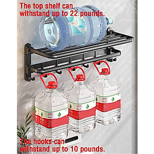 (1 Pack) Yariwiz Grey Towel Rack Wall Mounted No Drill and Screw Mounting, Bathroom Bath Shower Length 24 inch Double Towel Rod with Shelf Hotel Towel Rack B0502-GREY