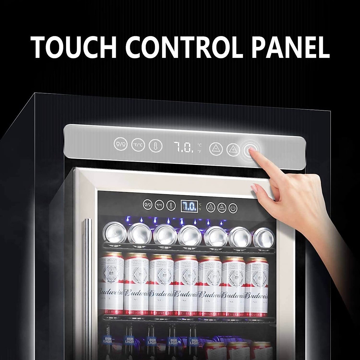 Altatac Beverage Refrigerator with Glass Door 180 Cans Mini Beverage Cooler Under Counter Frestanding Built in Center Garage Fridge