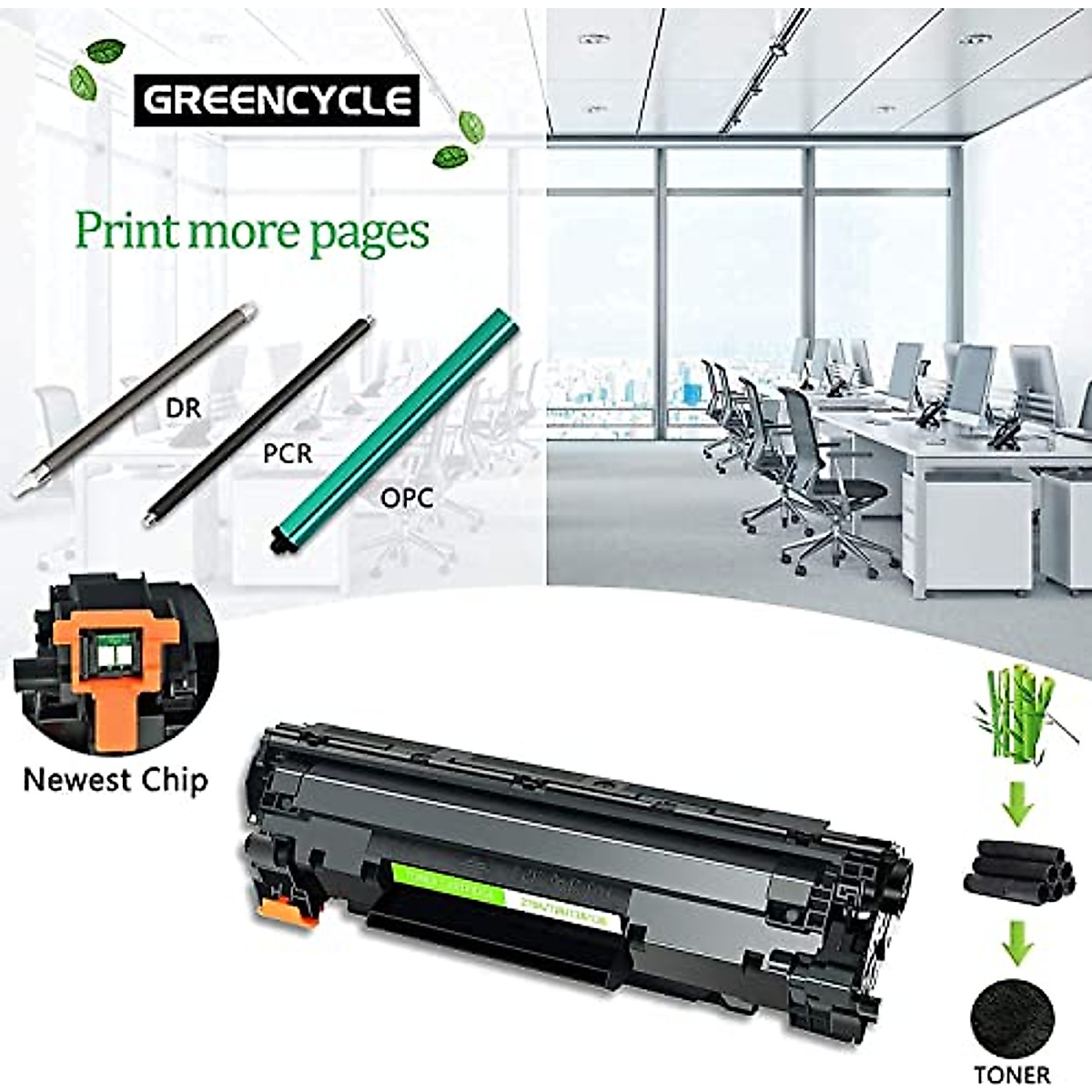 greencycle 5 Pack Compatible Toner Cartridge Replacement for Canon 126 Black CRG126 3483B001 for ImageClass LBP6200d LBP6230dw LBP6230dn Wireless Laser Printer