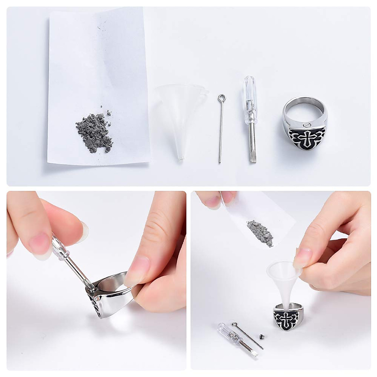 shajwo Cremation Urn Ring Jewelry for Ashes Engraved Cross Memorial Urn Ring Stainless Steel Celtic Knot Retro Keepsake Ashes Holder Ring,Silver 9