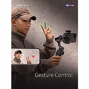 Zhiyun Smooth 5 Combo Phone Gimbal, 3-Axis Handheld Smartphone Stabilizer with Grip Tripod, Magnetic Fill Light, AI Face Tracking for iPhone Android FiLMiC Pro