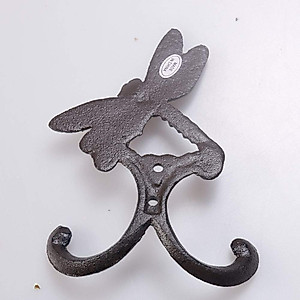 Haidong Cute Animal Iron Hook Cast Iron Wall Iron Hook Decorative Hook Clothes and Caps Hook Room Balcony Bedroom Office Wall Hanging Piece (Dragonfly)