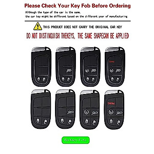 for Dodge Jeep Key Fob Cover Case Metal Shell Car Smart Keys Protect Keychain Compatible Grand Challenger Cherokee Chrysler (P-JEEAqh-Black)