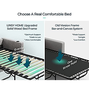 LINSY HOME Pull Out Sofa Bed, 2-in-1 Convertible Sleeper Couch with Memory Foam Mattress, Two Seat Loveseat Sleeper Sofa Bed for Living Room, Grey, Full Size