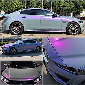 XhuangTech Chameleon Vinyl Wrap Grey to Purple Adhesive Car Body Film Sticker Decal Sheet Roll Air Bubble Release DIY (Grey to Purple, 60" x 59FT （1.52M x 18M)