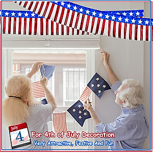 8 Pack Parade Floats Foil Fringe, Each 10 ft x 15'' American Flag Stripes and Stars Tinsel Patriotic foil Fringe Garland for 4th of July Trailer Car Graduation Homecoming Party(8 Pack)…