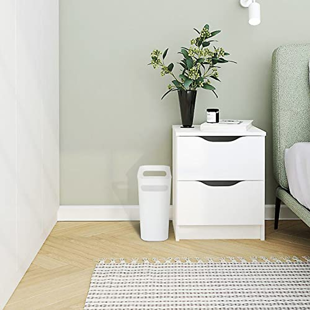 Vtopmart 4 Pack Plastic Small Trash Can, 1.5 Gallon/5.7 L Office Trash Can, White Trash Bin with Built-in Handle, Slim Waste Basket for Bathroom, Bedroom, Home Office, Living Room, Kitchen