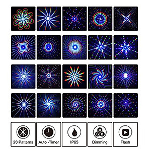 Outdoor Waterproof Laser Projector Light- Moving RGB 20 Patterns- with RF Remote Control and Timer, Perfect for Lawn, Party, Garden Decoration (Green)- NL69