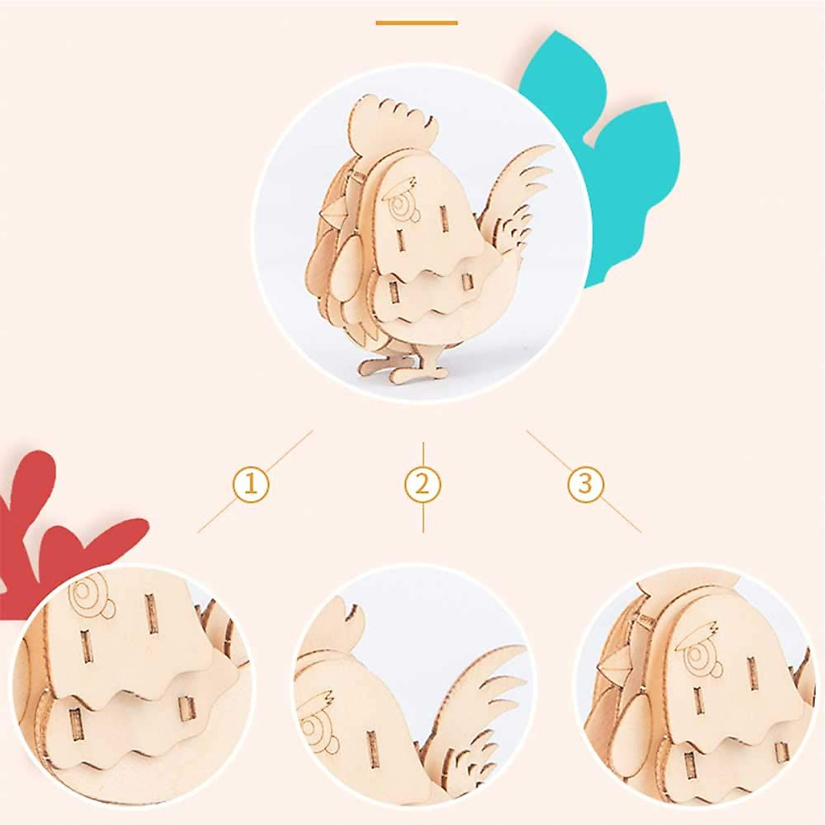 3D Wooden Animal Puzzle Model Kit Toys for Kids Puzzle Build 3D Puzzles Educational Crafts Building Engineering DIY STEAM STEM Learning