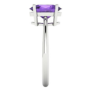 Clara Pucci 2.5ct Oval Cut Solitaire Natural Purple Amethyst Engagement Wedding Bridal Promise Anniversary Ring 18K White Gold Size 3.75