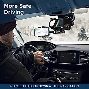 ZTNAGSD 360 Rotating Rearview Mirror Phone Holder, Mirror Phone Mount for Car, Universal Compatible with All Smartphones