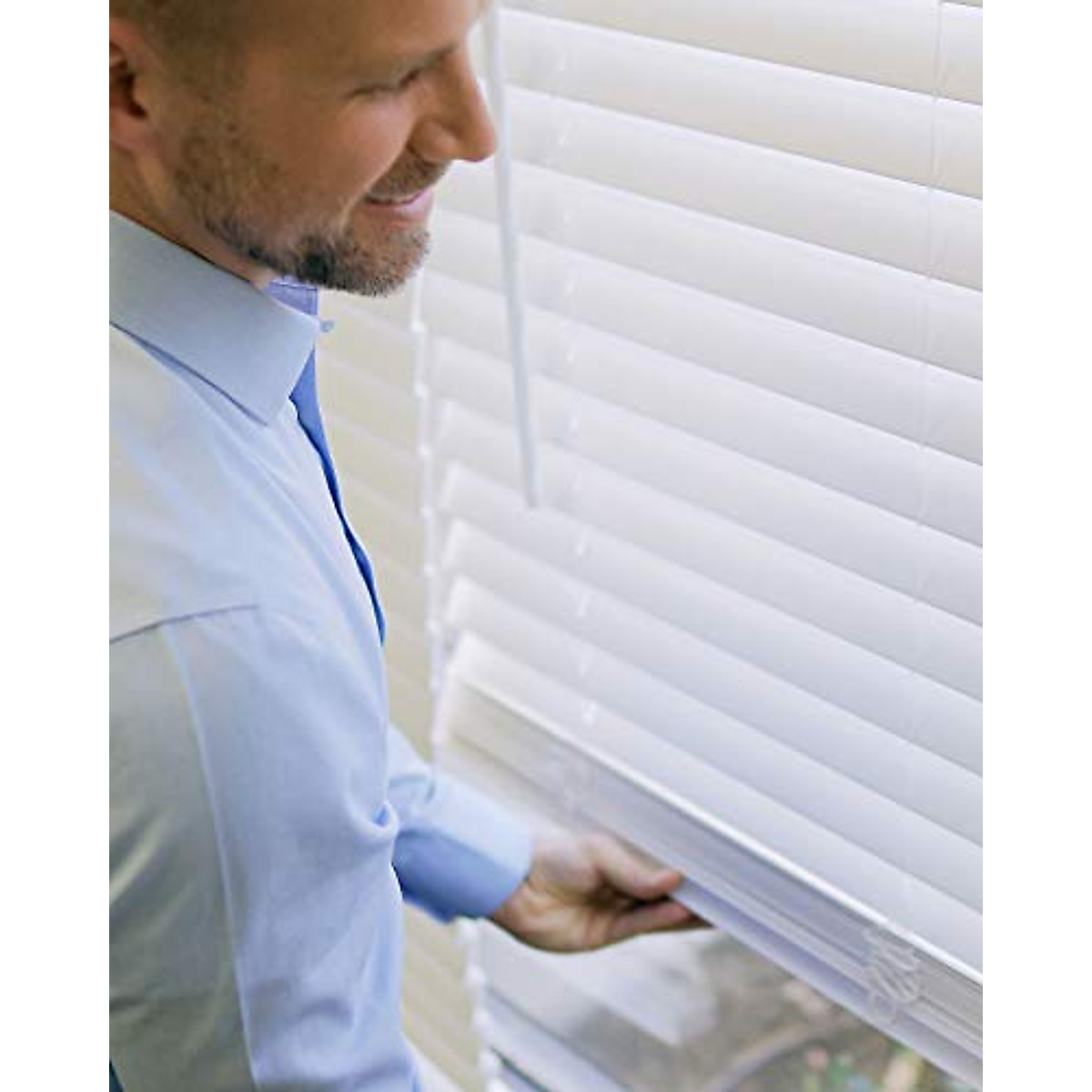 CHICOLOGY Faux Wood Blinds , Window Blinds , Wood Blinds , Window Shades , Window Treatments , Blinds & Shades , Window Shades For Home , Wooden Blinds , Basic White , 34"W X 60"H