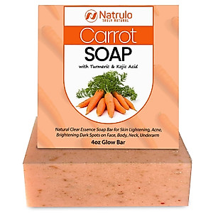 Carrot Soap for Skin Brightening – Natural Carrot Soap Bar for Spots on Face, Body, Neck, Underarm – Carotene Reduces Acne, Brightens Spots, & Evens Skin Tone – Kojic Acid Glow Bar Made in USA