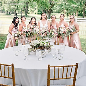 Fixwal Round Plastic Tablecloth Disposable, 12 Pack 84 Inch White Round Tablecloth, Table Cloth for Parties Picnic Birthday Wedding Banquet