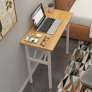 DlandHome 31.5 Inches Small Folding Computer Desk for Home Office Folding Table Writing Table for Small Spaces Study Table Laptop Desk No Assembly Required (Teak White)