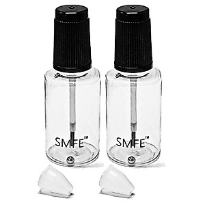 SMFE 20ml Plastic Empty Refillable Nail Polish Touch Up Bottle with Mixing Marble, Conservation Insert and Brush Top, Pack of 2