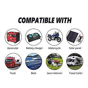 LIXIN 12AWG SAE Cable- Weatherproof SAE Socket Sidewall Port, (2 Pack) SAE Waterproof Quick Connect Panel Mount for Motorcycle Generator Battery Charger and More