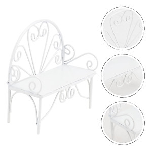 LIFKOME Miniature Garden Bench Miniature Dollhouse Furniture Doll House Decor Lawn Chair Fairy Gardens Accessories Decorations White