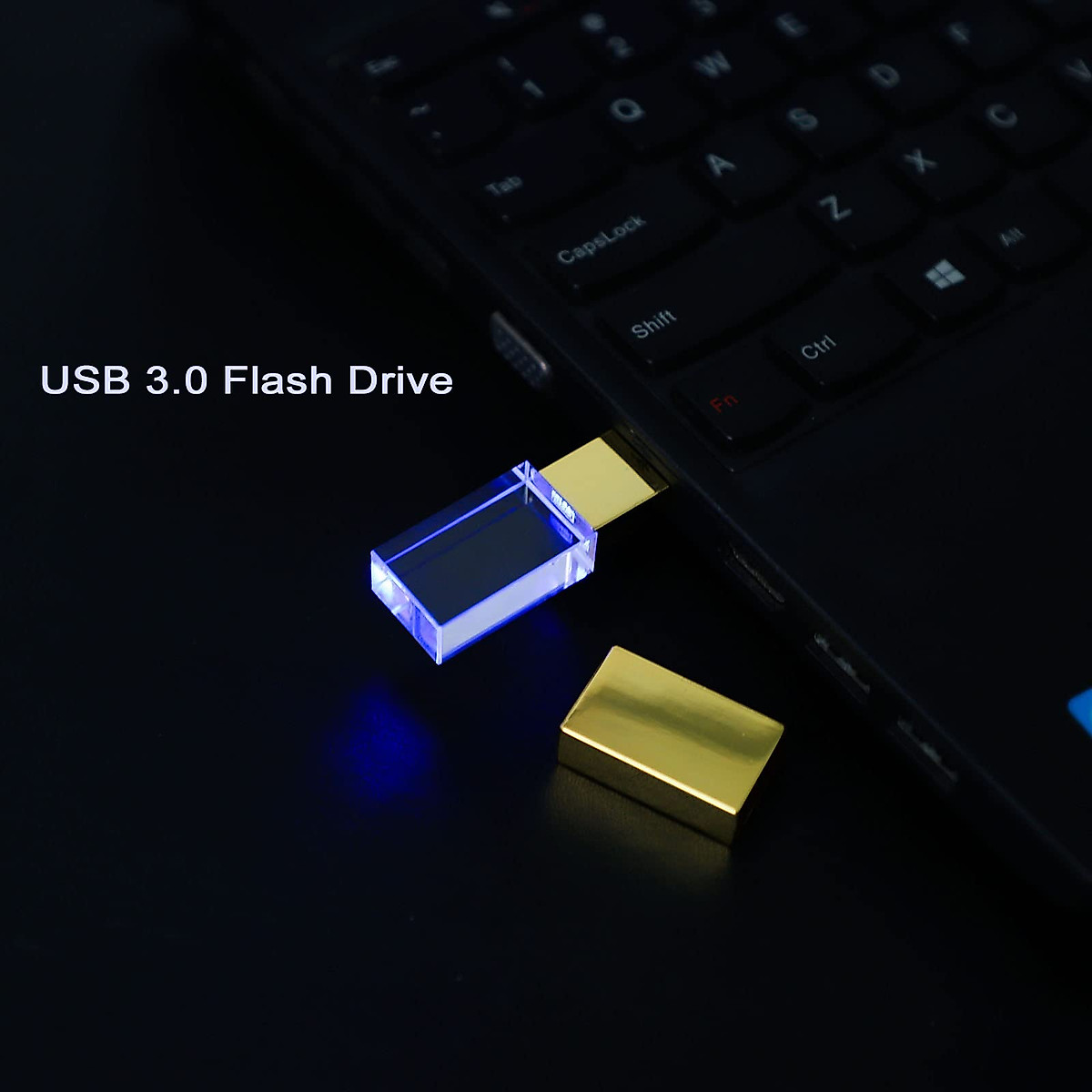 Laak 32GB New Crystal Transparent Rectangle Genuine USB Flash Drive 3.0 Wedding Gift Pendrive (Gold)