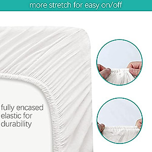 Cotton Pack N Play Sheets, 2 Pack Portable Playard/Mini Crib Mattress Sheets, Ultra Soft, White & Grey, Pre-Shrink